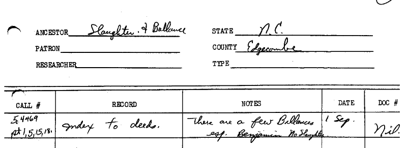 Research Log – Slaughter – Smith Harper