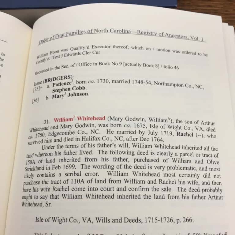 Order of First Families of North Carolina – Registry of Ancestors Vol ...