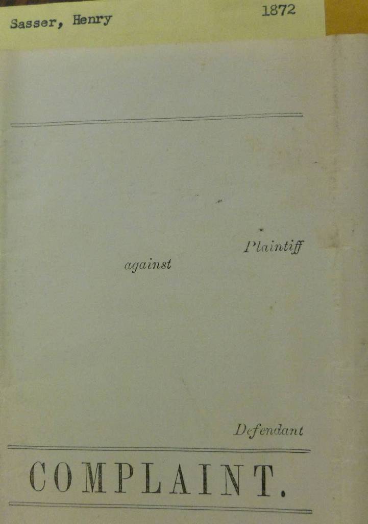 William Henry Sasser Complaint July 13, 1872 – Smith Harper