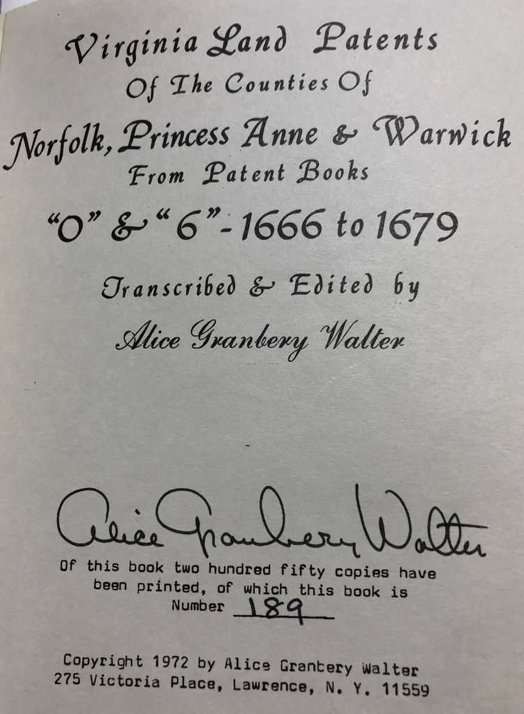 Virginia Land Patents of the Counties of Norfolk, Princess Anne ...