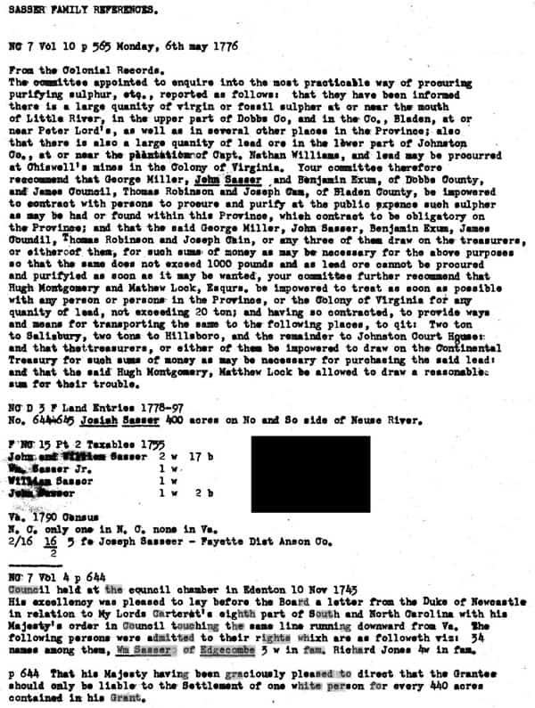 Sasser Family References – Smith Harper